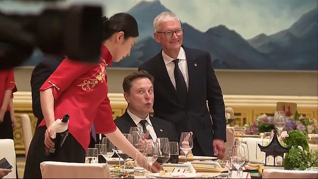 Musk makes bizarre faces for photo with Apple CEO Tim Cook during China ...