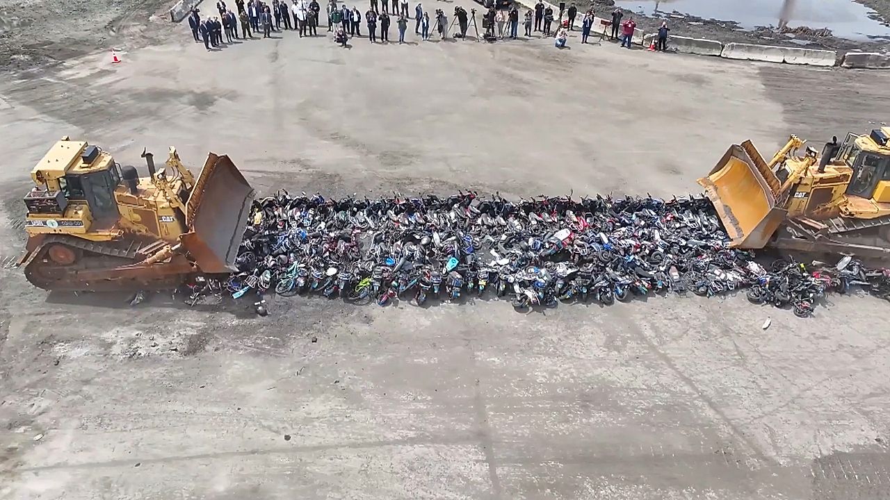 NYPD crushes 200 illegal mopeds and scooters in New York City crackdown
