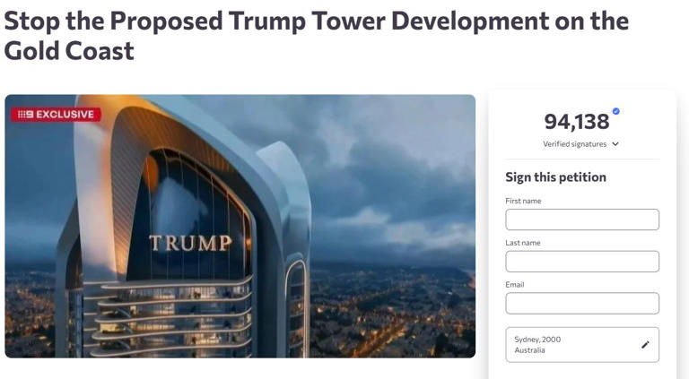 140,000 people protest against $1.5 billion Australian Trump Tower project