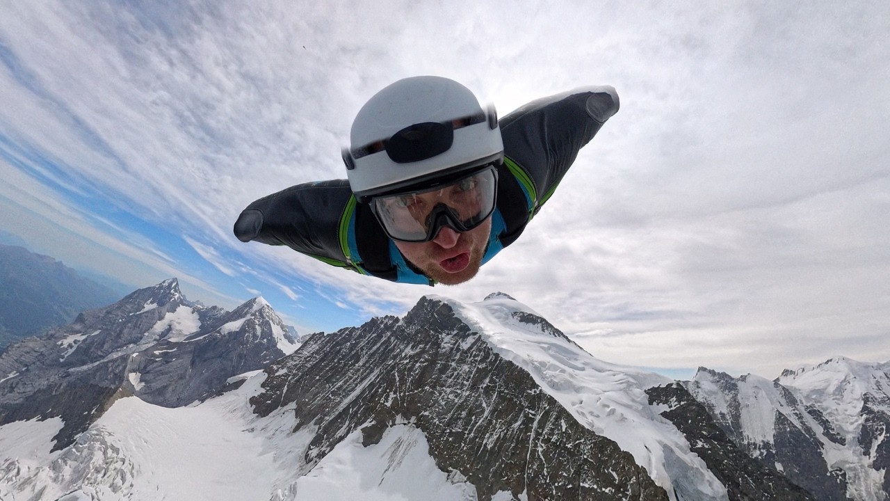 Man jumps from a helicopter into Switzerland’s most dangerous wingsuit line