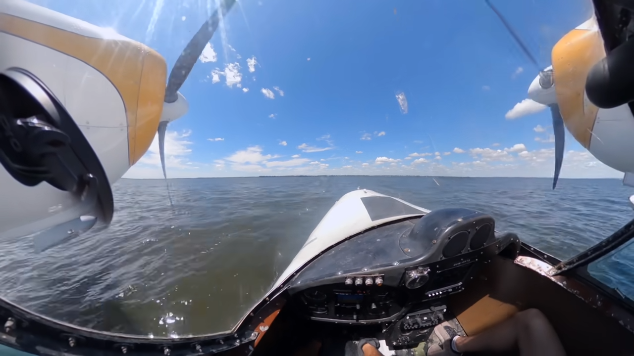 Watch a flying boat rip across the water surface - "Raw power"