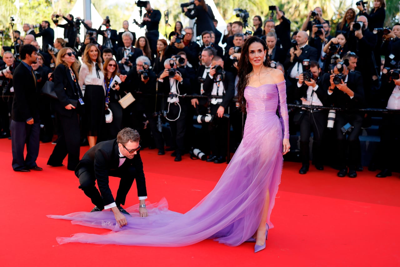 Demi Moore stuns the red carpet in purple Gucci gown on second day of ...
