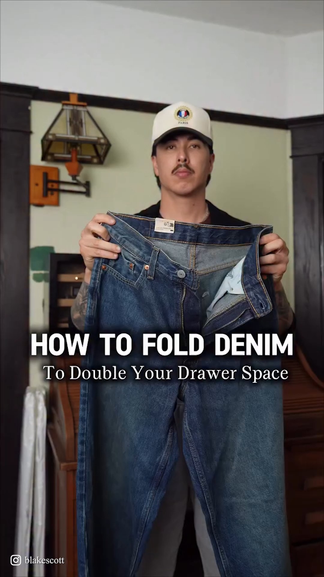 How to fold denim to double your drawer space 👖 smart folding method to ...