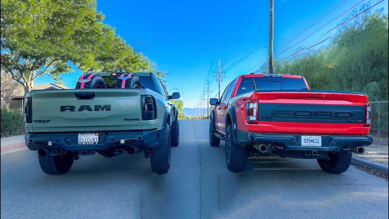 Ford Raptor R takes on Ram TRX in a drag race