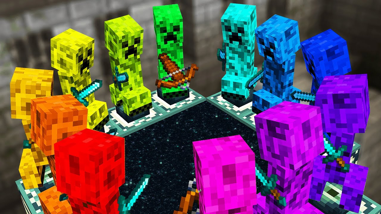 Watching as a group of creepers beat the entire game