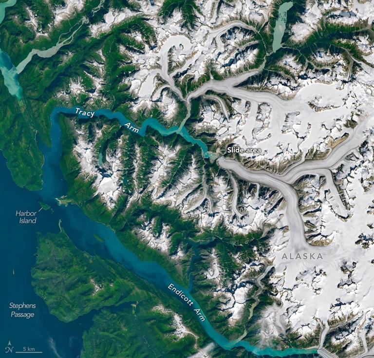 1,500-foot tsunami, massive landslide reshape Alaska’s Tracy Arm fjord