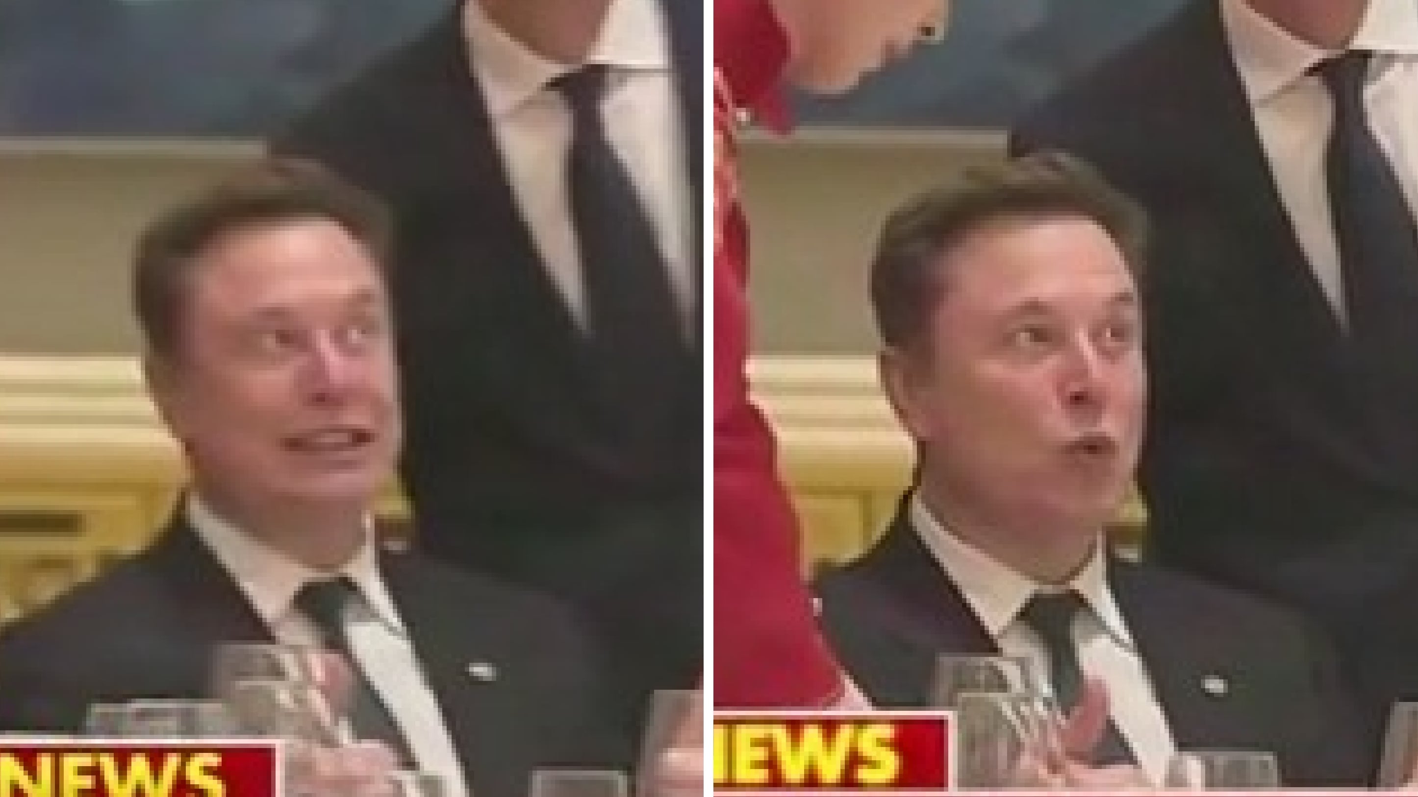Musk makes weird faces in bizarre banquet photo-ops