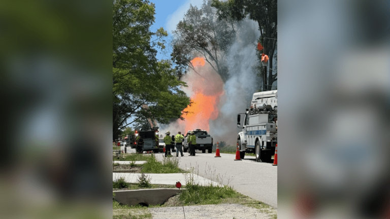 Two homes damaged after major gas line rupture ignites in Matthews