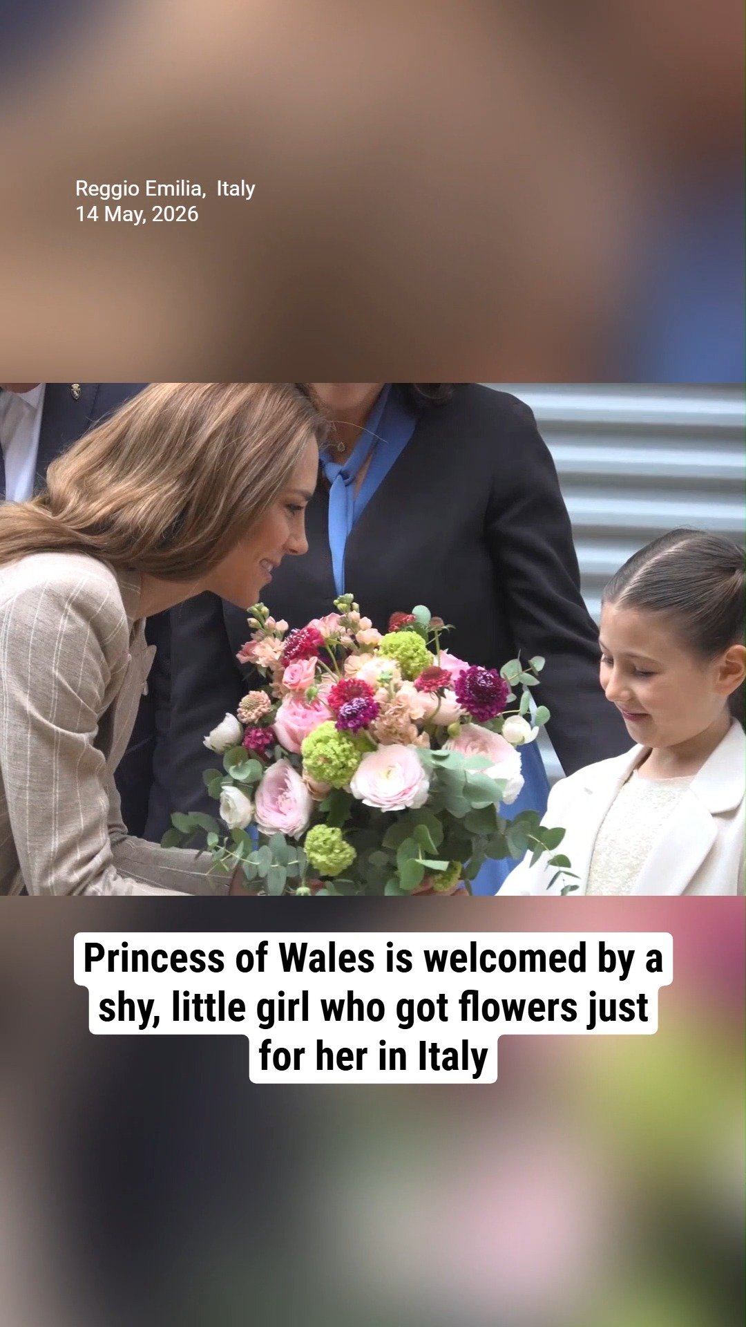 Princess of Wales is welcomed by a shy little girl who got flowers just ...