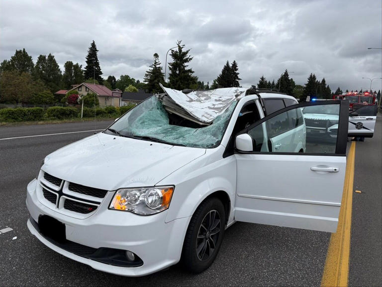‘I was trapped’: Minivan crushed after semi tires detach on I-5 in ...
