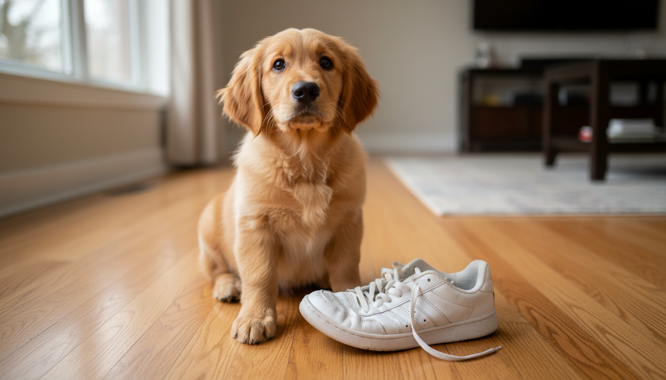 Owner leaves puppy alone hoping for no 'damage' then sees the aftermath