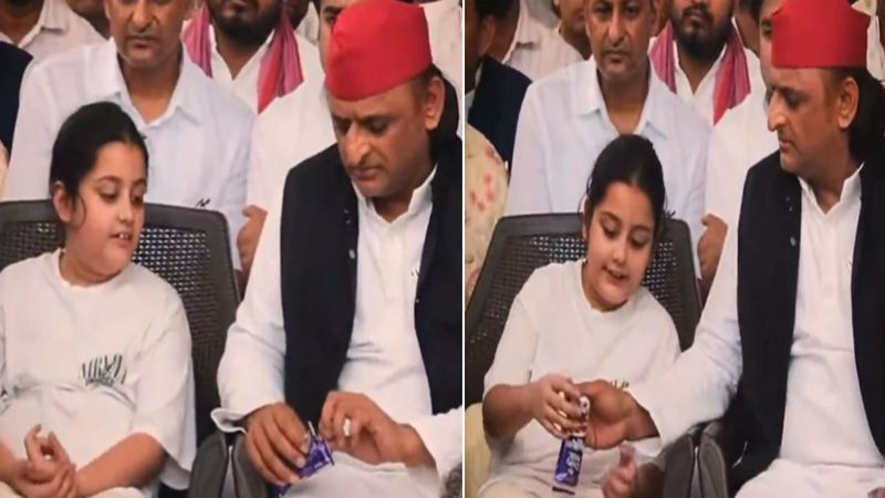 Touching moment as Akhilesh Yadav offers chocolate to niece at Prateek ...