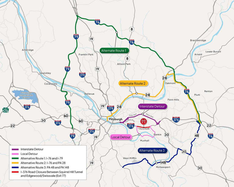 PennDOT details detours ahead of 25-day Parkway East closure