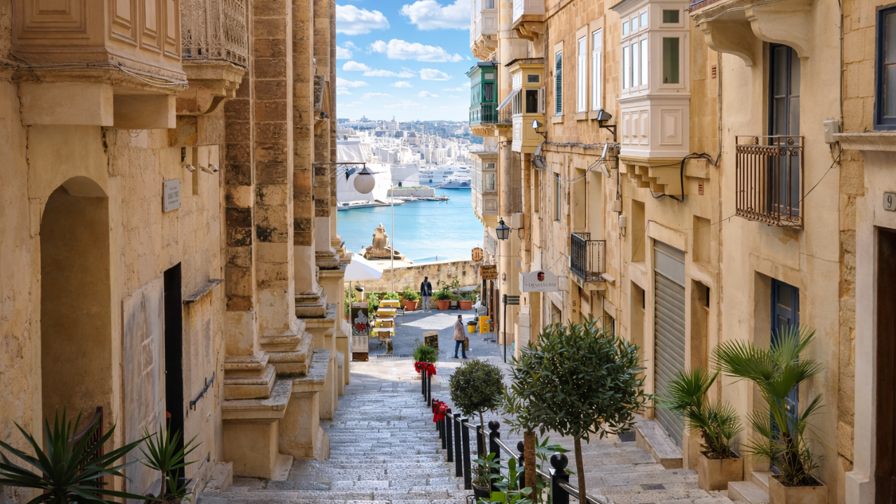 Walking through Valletta streets in Malta (4K)