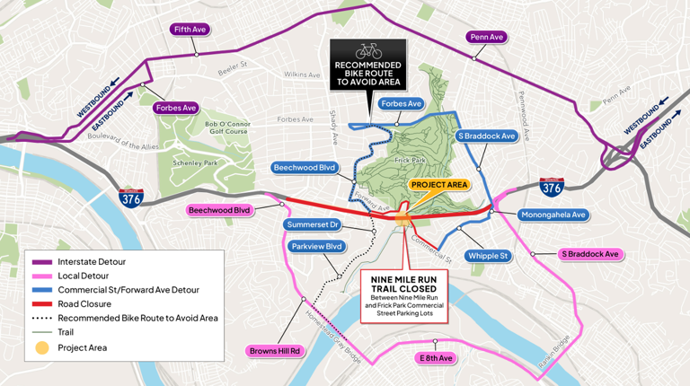 PennDOT details detours ahead of 25-day Parkway East closure