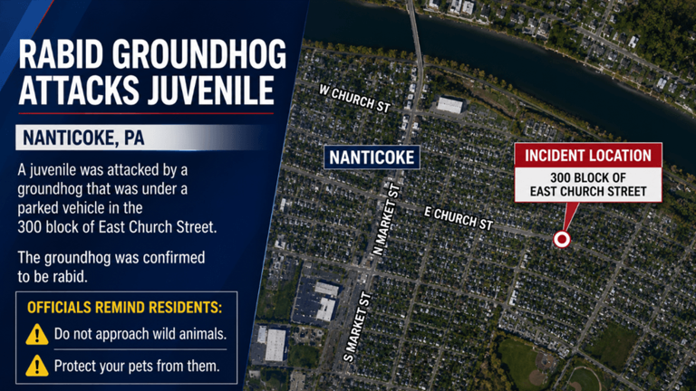 Rabid groundhog attacks juvenile in Nanticoke, officials warn public