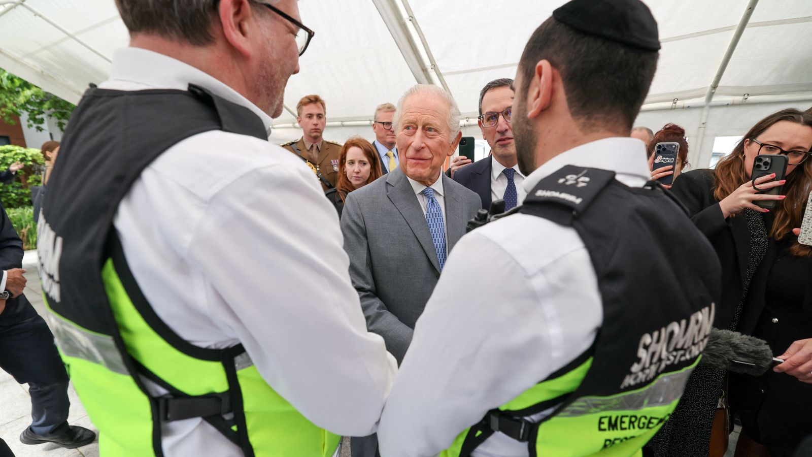 'He didn't let go of my hand': King meets victims of stabbing attack in ...