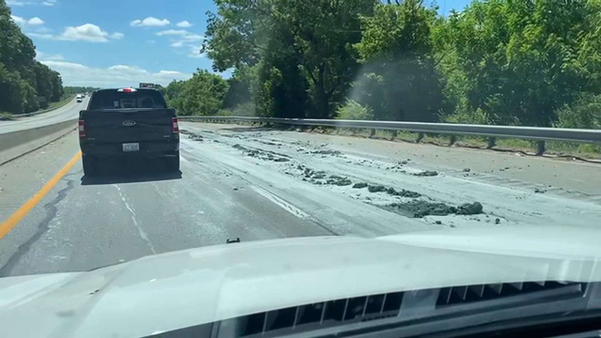 Cement spills onto US-52 in Winston-Salem