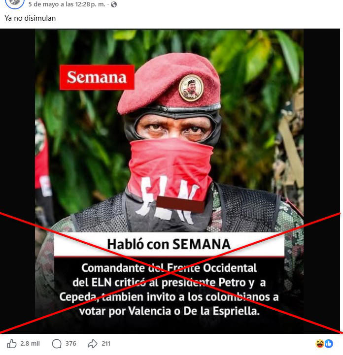 Semana no publicó que el ELN invitó a votar por la oposición en ...