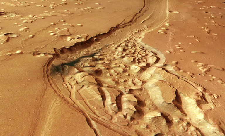 Mars Express captures strange dark remains of a 3.5-billion-year-old ...
