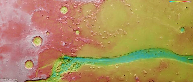Mars Express captures strange dark remains of a 3.5-billion-year-old ...