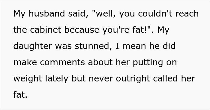 Man fat-shames 13YO daughter until she cries, wife calls him out