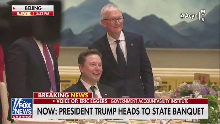 Musk makes weird faces in bizarre banquet photo-ops