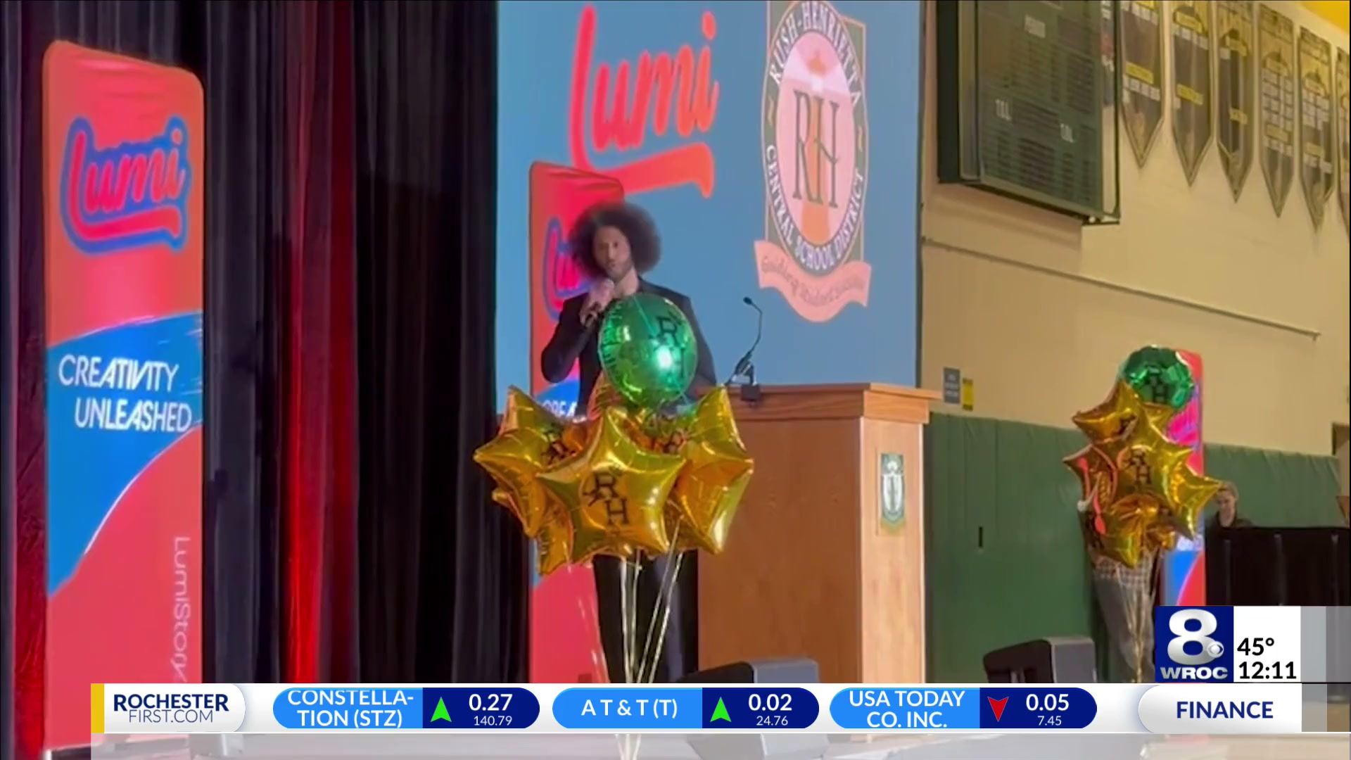 Colin Kaepernick visits Rush-Henrietta to promote AI venture
