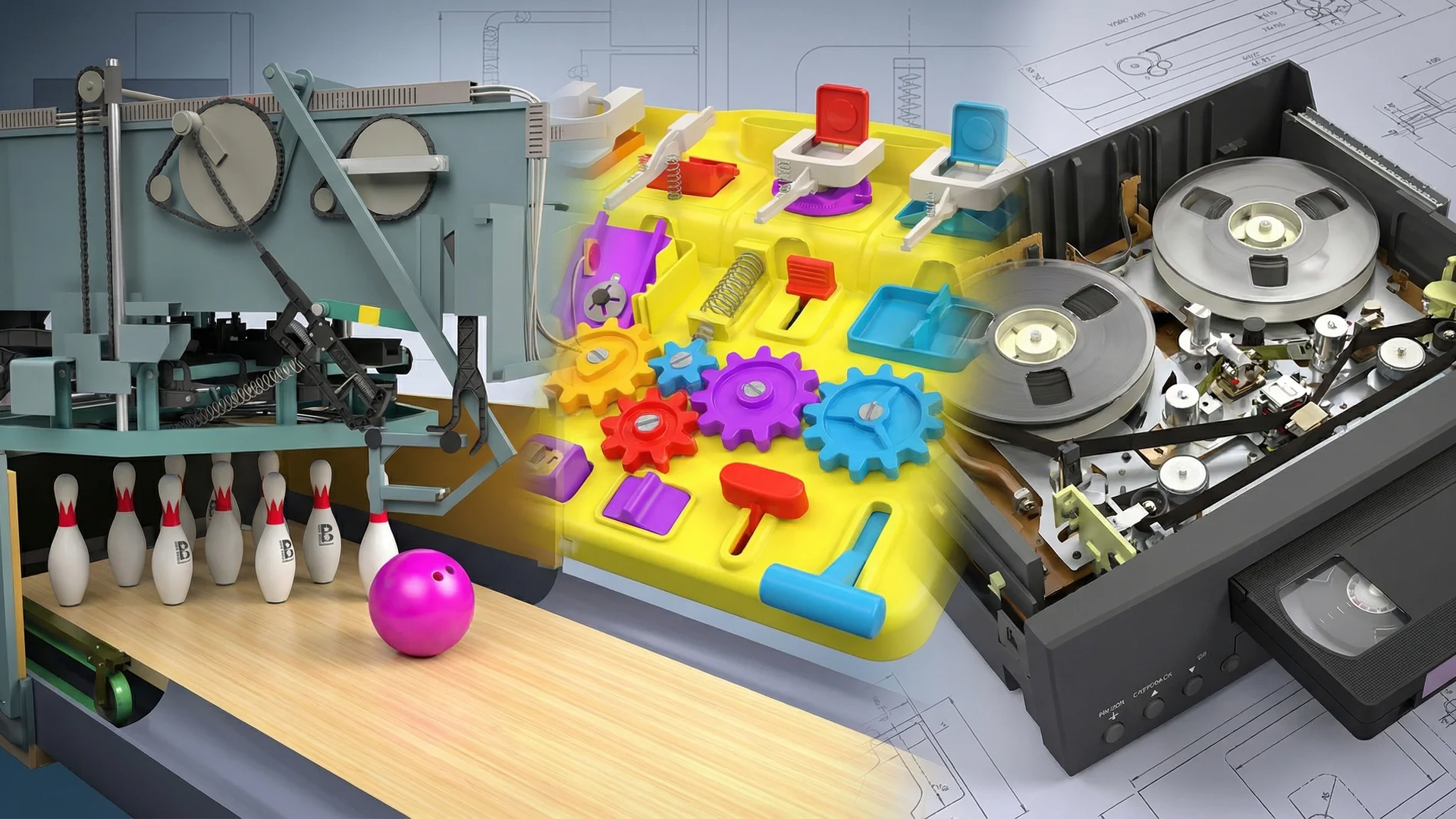 How do they work: VCR work, Poppin' Pals toy, bowling pinsetter machine