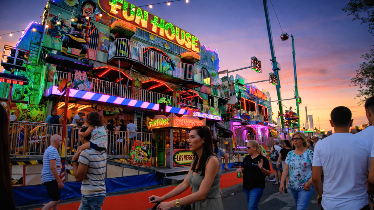 Exploring Tilburg’s fun fair at sunset (4K)