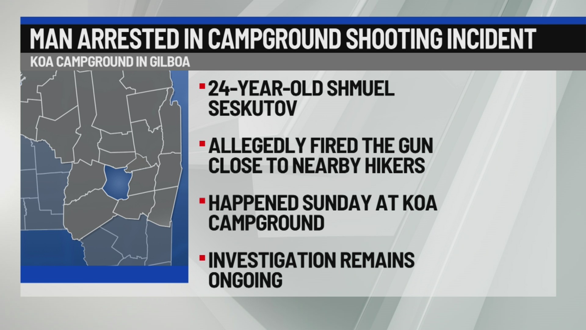 Arrest made after shots fired near Gilboa campground
