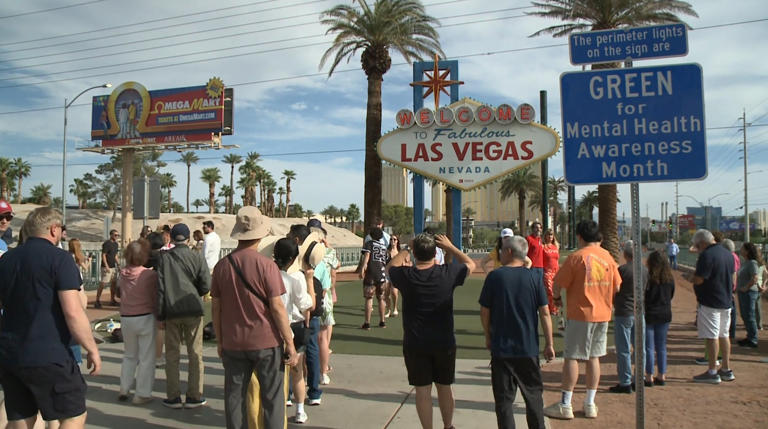 Mental health awareness shines on the Strip as Las Vegas sign turns green