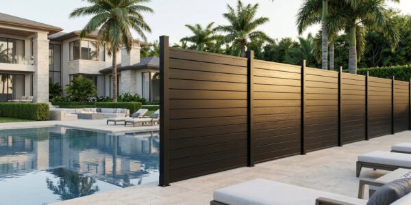 Aluminum fence solutions: Privacy panels, posts & gate