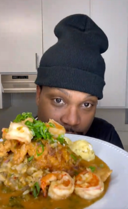 Dinner hits different with catfish atchafalaya dirty rice