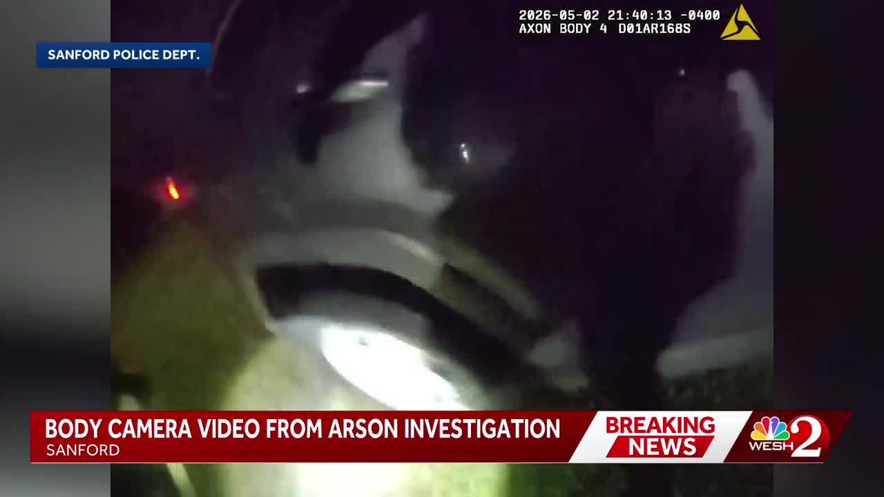 Sanford police release bodycam video showing arson suspect nearly run ...