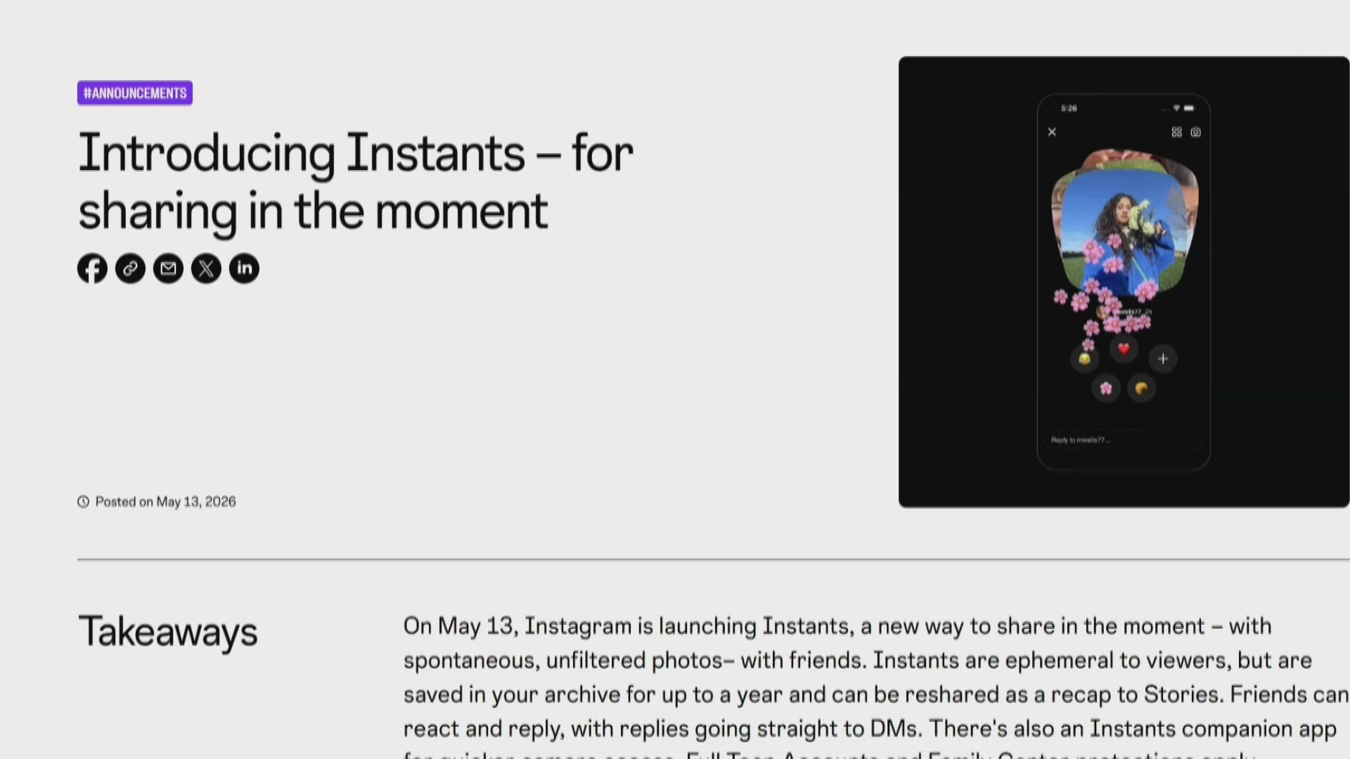 Instagram launches new 'Instants' feature for one-time photo sharing