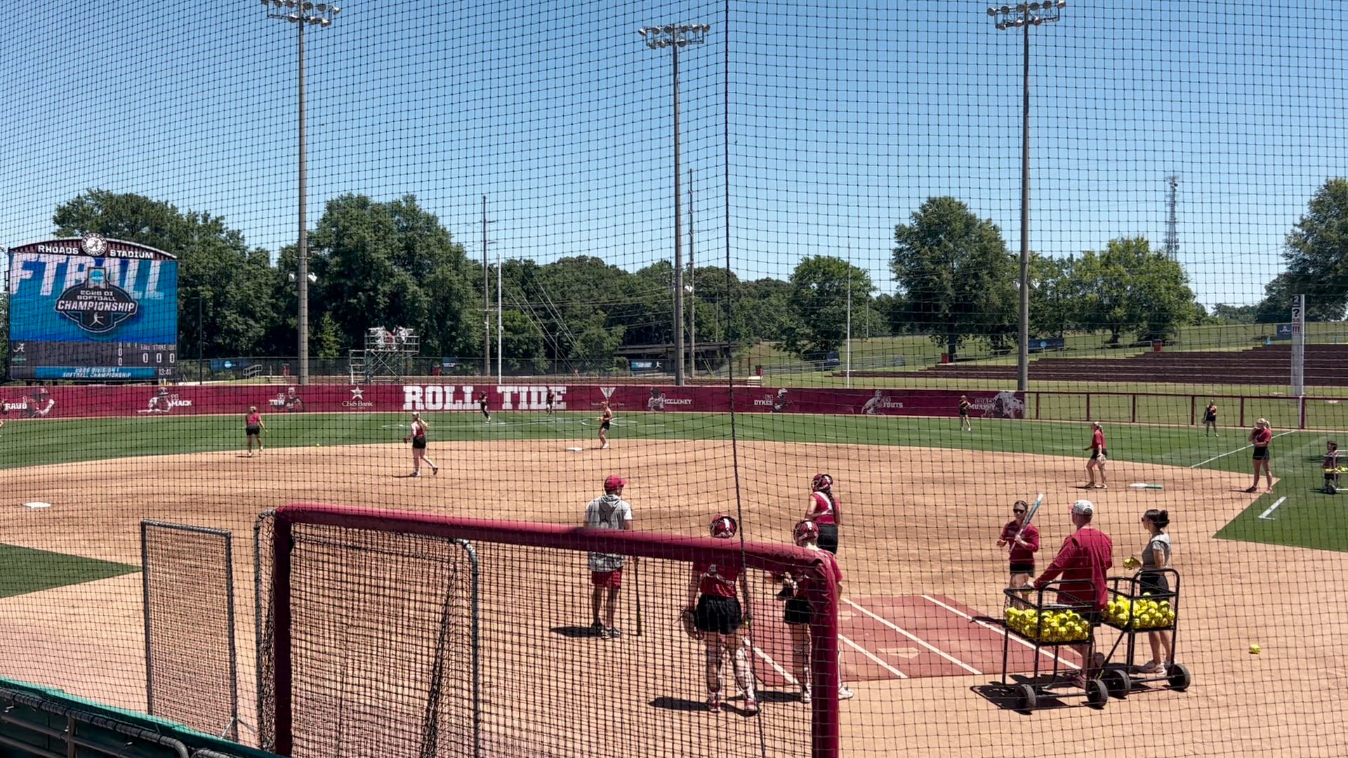 Alabama softball fielding practice