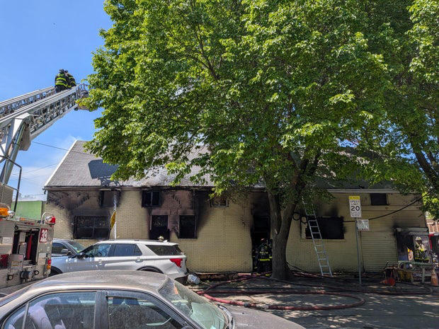 Fire blasts through building in Chicago's Brighton Park neighborhood