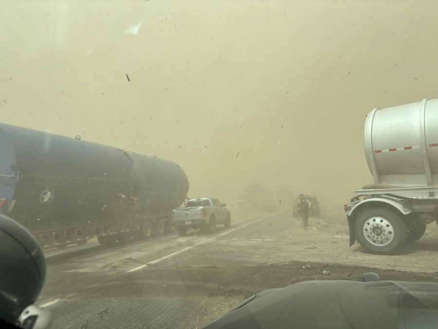 Dust storms rage in North Dakota and South Dakota