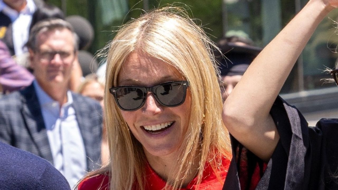 Forget navy, Gwyneth Paltrow just made a case for pairing red with sky ...