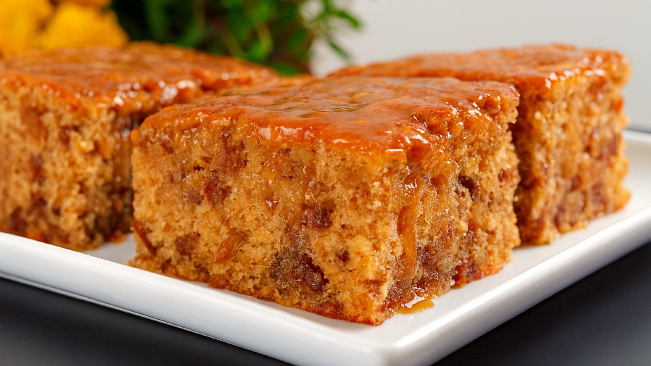 Easy sticky toffee banana cake soft moist and delicious