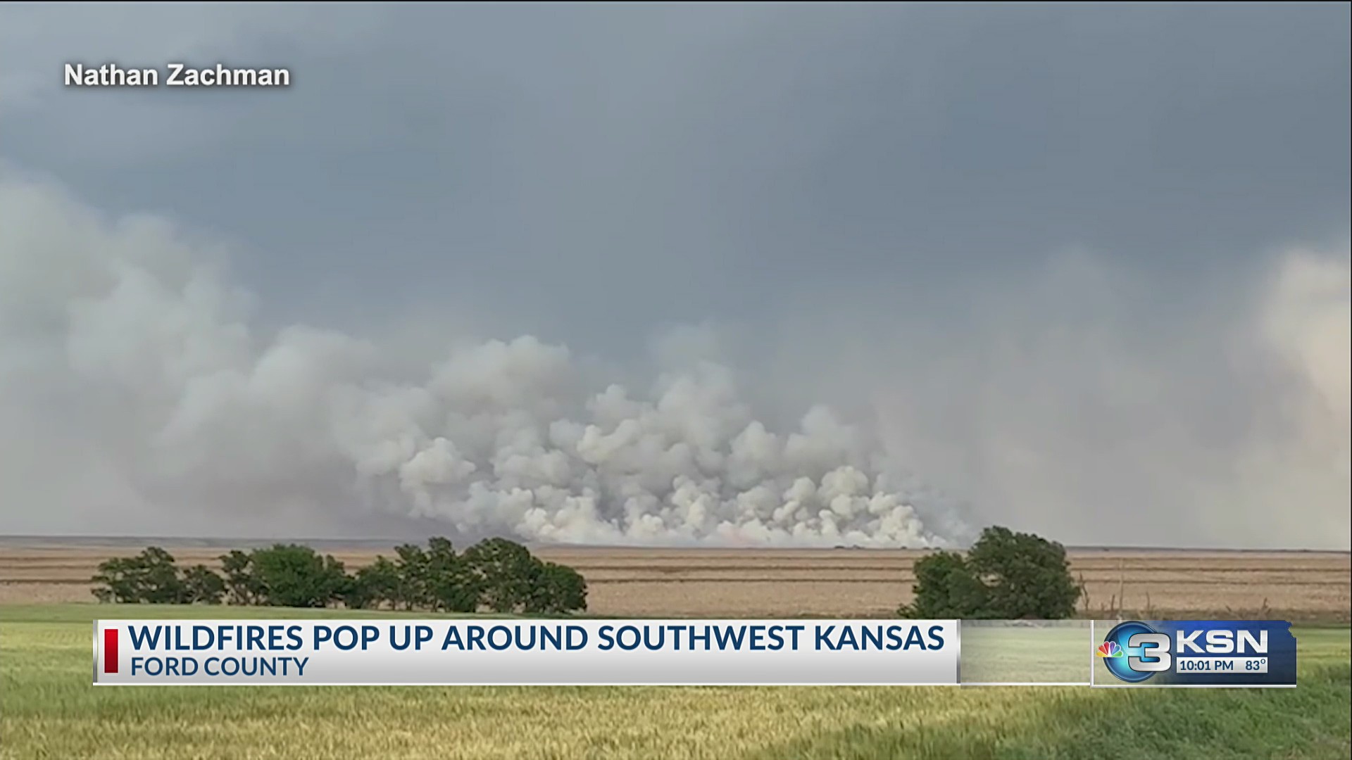At least seven grass fires burning in southwest Kansas; highway shut down
