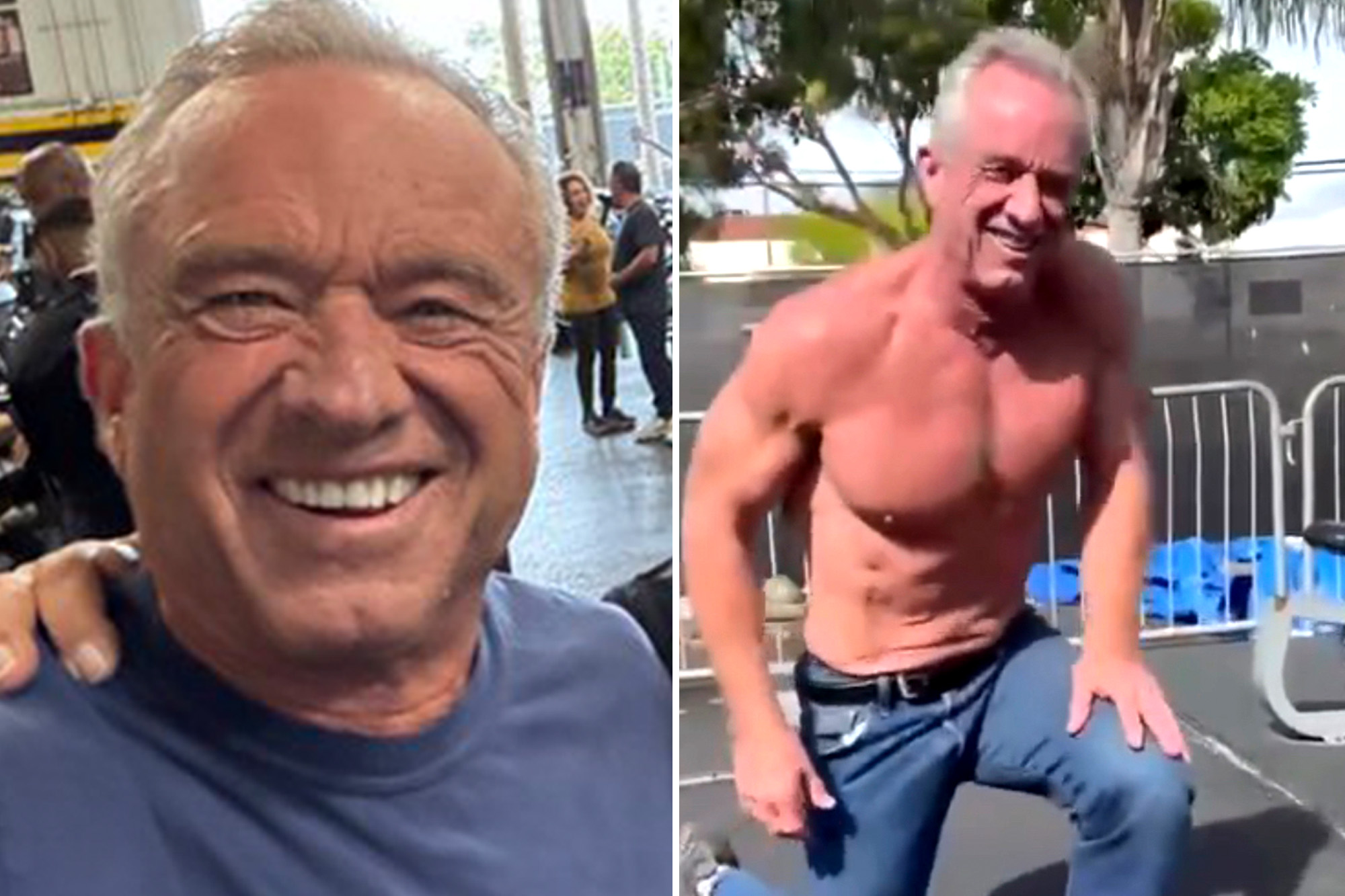 RFK Jr spotted pumping iron with Hollywood action star