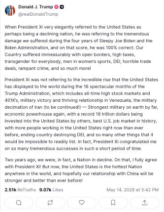 Bruised Trump finally gives weak response to Xi’s putdown