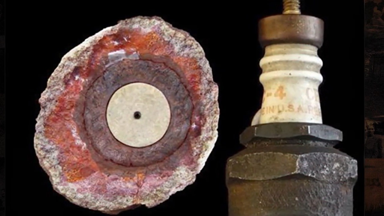World’s oldest spark plug? - Rock hunters cut open a stone and found ...
