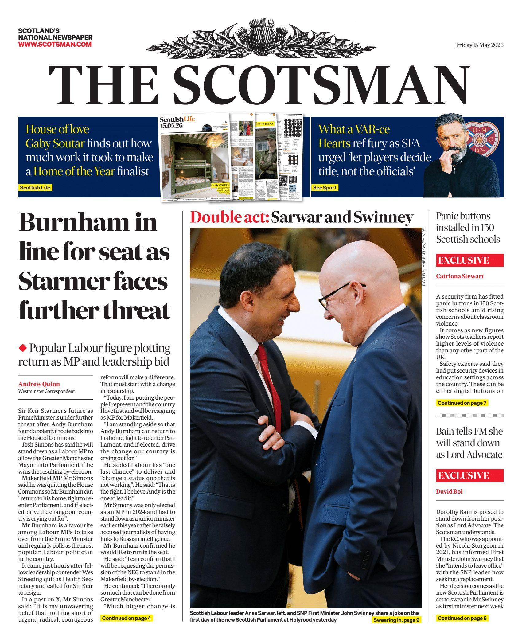 Scotland's papers: Starmer 'fights for survival' and trio to 'challenge PM'