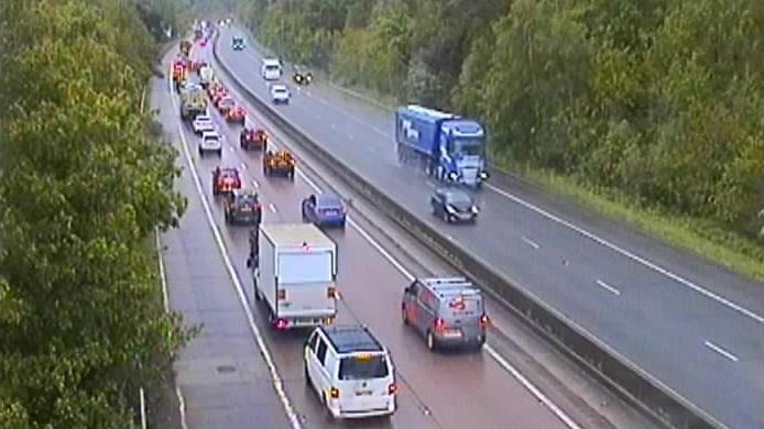 M54 closed for 'several hours' as car leaves road
