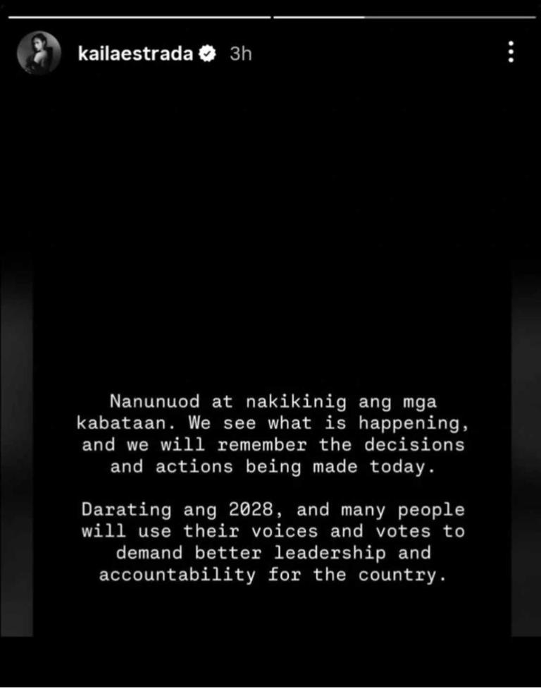Kaila Estrada, nag-share ng matapang na mensahe ukol sa mga political ...
