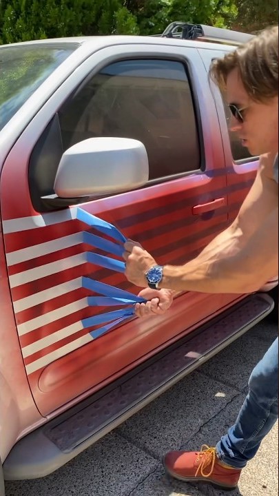 He painted his car with smoke!