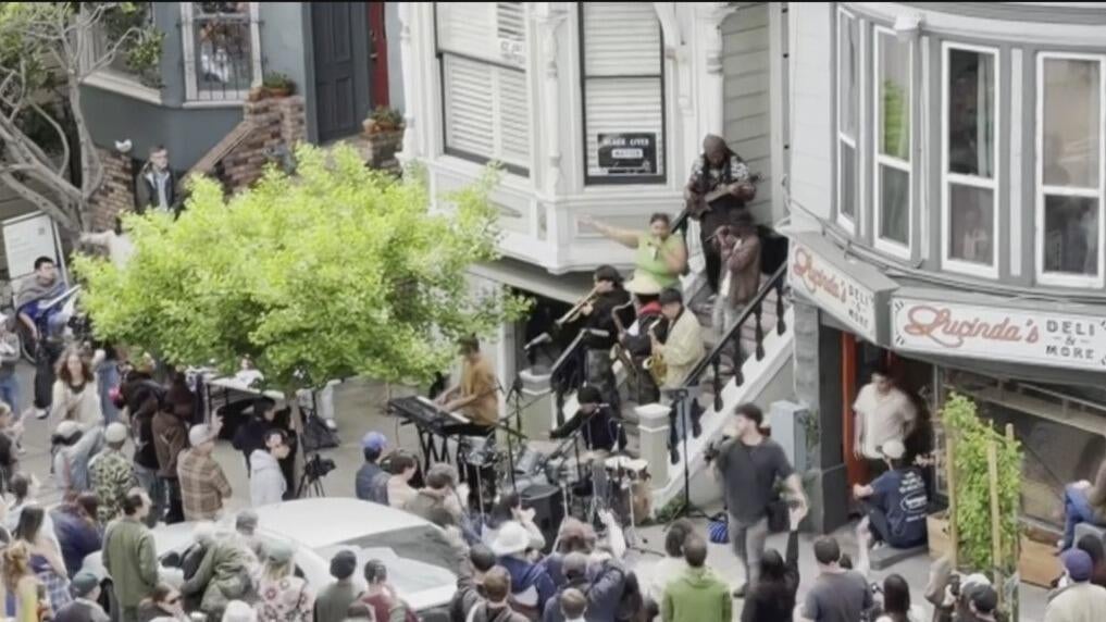San Francisco-based rapper uses stoop for jam sessions, concerts and as ...